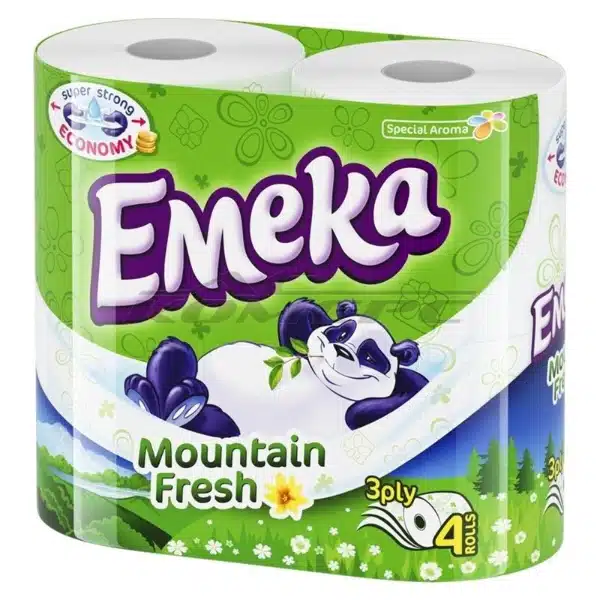 Тоалетна хартия Емека - 4 ролки, трипластова, Mointain fresh - Росмари ...